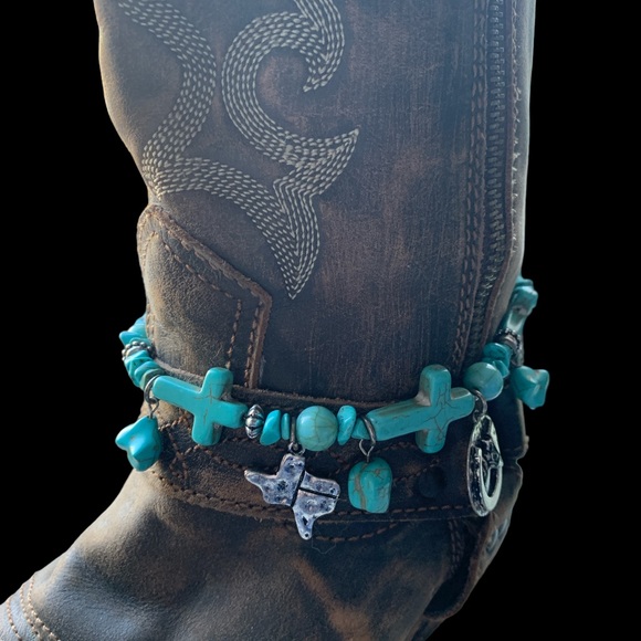 unmarked | Jewelry | New Turquoise Silver Tone Boot Jewelry Texas ...